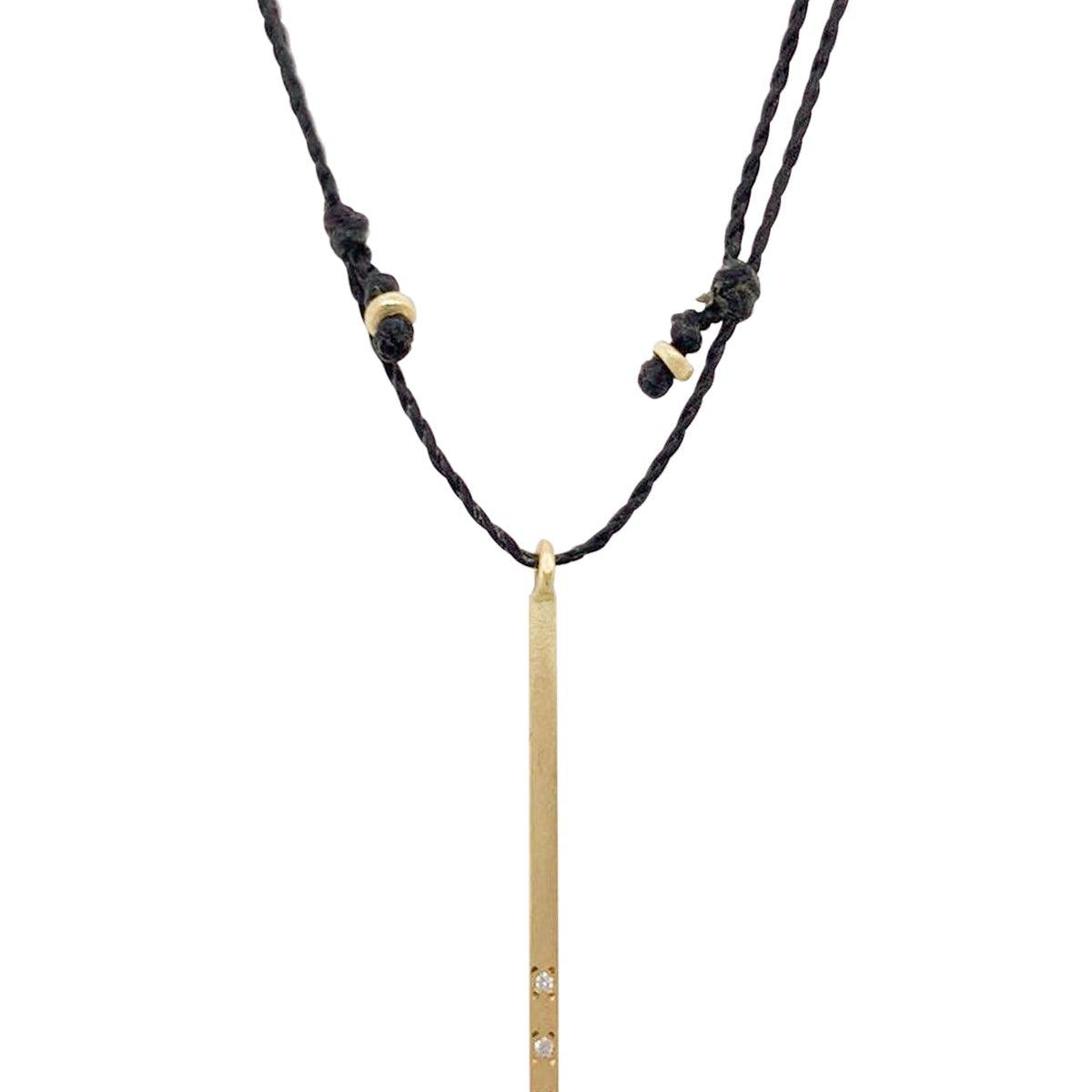 gold diamonds magic stick pendant string necklace – מיכל בן ישי